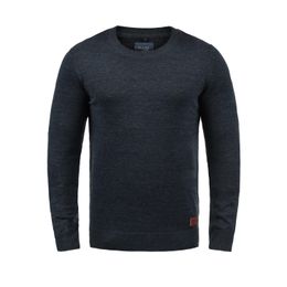 Blend Herren Strickpullover "BHLars", blau, Gr. XXL, unifarben, Feinstrick, 50% Baumwolle, 50% Polyester, Pullover, Strickpullover mit aufgestickten