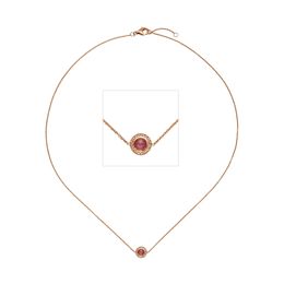 Collier JOBO "Kette mit Anhänger", roségold 585, Halsketten, Damen, Diamanten Roségold 585, L: 42, Diamanten, Roségold 585, Collier, 585 Roségold mit Turmalin und 16 Diamanten