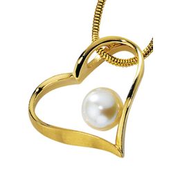 Jobo Damen Herzanh&auml;nger "Anh&auml;nger Herz", Gelbgold 585 Perlengelbgold 585, Gelbgold 585, Perlen, Schmuckanh&auml;nger, 585 Goldmit einer Perle