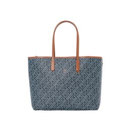Tommy Hilfiger Damen Tragetasche "TH MONOPLAY TOTE LE", blau, Leder, Lederimitat, bedruckt, Taschen, Damen Schultertasche, Henkeltasche, Shopper mit