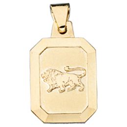 Sternzeichenanh&auml;nger Jobo "Anh&auml;nger Sternzeichen", gelbgold 333, Schmuckanh&auml;nger, Damen, L&ouml;we, Gelbgold 333, 333 Gold achteckig