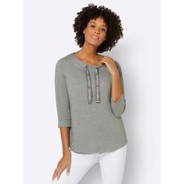 Sweatshirt Casual Looks, Damen, Gr. 50, grau (grau, meliert), 88% Baumwolle, 12% Polyester, meliert, Rundhals, Sweatshirts Sweatshirt