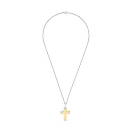 Amor Herren Kette mit Anh&auml;nger "Keuz", Edelstahl, L: 50 B: 2,5mmedelstahlfarben, gelbgoldfarben, Edelstahl, B:2,5mm, Halsketten
