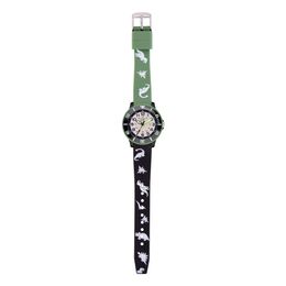 Cool Time Kinder Quarzuhr "The Cool New Dino"khaki, schwarz, Armbanduhren, Armbanduhr, Silikonarmband, Kinderuhr, Junge, analog