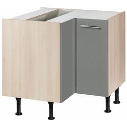 Eckunterschrank Optifit, B:90cm H:87cm T:58,4cm, grau, K&uuml;che, Schr&auml;nke, "Bern"