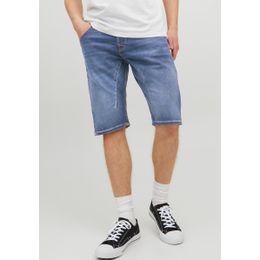 Jack & Jones JACK & JONES Herren Jeansshorts "JJISCALE JJLONG SHORTS GE 608 I.K SN", blau, Gr. S, Abriebeffekte, Denim/Jeans, Obermaterial: 71% Baumwolle, 25%