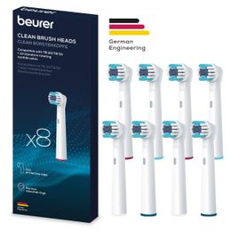 Beurer Herren Aufsteckbürsten "TB 30/50 Bürstenköpfe Clean, für elektrische Zahnbürsten", 8 Stk., transparent, Zahnbürstenköpfe, Mit 2 Borstenlängen,
