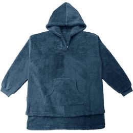 Badeponcho, L:87cm, blau, CASTELL - MARKENBETTW&Auml;SCHE, Kunstfaser, Hausm&auml;ntel, "Polar Bear", Sherpa Teddy Fleece Hoodie, Kuschelhoodie, Kuscheldecke,