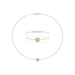 Jobo Damen Collier "Kette Halsreif", Edelstahl Gelbgold 585, L: 42edelstahlfarben, Edelstahl, Gelbgold 585, Halsketten, Edelstahl mit 585 Gold