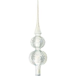 Christbaumspitze "KGL03383, Weihnachtsdeko, Christbaumschmuck", B:7cm H:7cm T:31cm, weiß, KREBS GLAS LAUSCHA, Weihnachtsbaumschmuck, aus Glas, mit