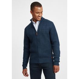 Blend Herren Strickjacke "BHOteros", blau, Gr. S, unifarben, Grobstrick, 100% Polyacryl, Strickjacken, Cardigan mit Stehkragen