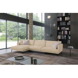 Ecksofa Egoitaliano, B:274cm H:77cm T:154cm, beige, Leder &raquo;BULL&laquo; (echtes Rindsleder). Geschliffenes, pigmentiertes und behandeltes Rindsleder mit