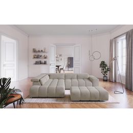 Ecksofa COTTA, B:310cm H:70cm T:225cmplatinum, 100% Polyester, Wohnzimmer, Sofas, "Orion L-Form"
