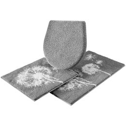 Badematte Grund, H:20mm, grau, Polyacryl, Badematten, "Pusteblume, Badvorleger, Badezimmer Teppich, sehr weich", weiche Haptik, auch als 2-teiliges