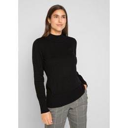 bonprix Damen Strickpullover, schwarz, Gr. 36, unifarben, Strick, Obermaterial: 60% Baumwolle, 30% Polyester, 10% Polyamid, Pullover,