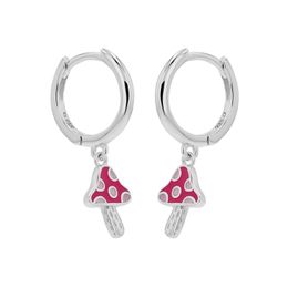 Amor Paar Creolen "Pilz", 12mm, Silber 925 (Sterlingsilber)silberfarben, rosa, pink, Silber 925 (Sterlingsilber), Ohrringe