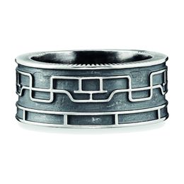 CAI CAÏ Damen Fingerring "925/- Sterling Silber oxidiert Linien Japan", 058 (18,5), Silber 925 (Sterlingsilber)silbergrau, Silber 925 (Sterlingsilber),