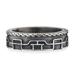 CAI CAÏ Damen Fingerring "925/- Sterling Silber oxidiert Linien Japan", 058 (18,5), Silber 925 (Sterlingsilber)silbergrau, Silber 925 (Sterlingsilber),