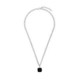 Amor Herren Kette mit Anh&auml;nger "quadratisch", Edelstahl, L: 55 B: 5,3mmedelstahlfarben, schwarz, Edelstahl, B:5,3mm, Halsketten, mit Achat