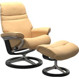 Relaxsessel stressless, B:83cm H:105cm T:74cm, gelb, Wohnzimmer, Sessel, "Sunrise", mit Signature Base, Größe M, Gestell Schwarz