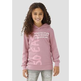 Kapuzenshirt Kidsworld "SO EASY - Print", Mädchen, Gr. 152/158, rosa, Interlock, Obermaterial: 100% Baumwolle, Basic Po-bedeckend, Bündchen, Shirts Kapuzenshirt, Langarm, Basic-Passform, mit modischen Drucken