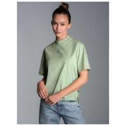 T-Shirt TRIGEMA "TRIGEMA T-Shirt mit Stehkragen", Damen, Gr. XL, gr&uuml;n (gr&uuml;n tea), 100% Baumwolle, Basic, Shirts T-Shirt