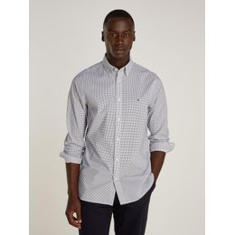 Tommy Hilfiger Herren Businesshemd "MICRO PRINT Slim Fit SHIRT", blau, Gr. XXXL, Web, Obermaterial: 100% Baumwolle, Hemden, kleinkariert gemustert