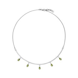 Jobo Damen Collier "Kette mit 5 kleinen Anh&auml;ngern", Wei&szlig;gold 585, L: 44wei&szlig;gold 585, Wei&szlig;gold 585, Halsketten, 585 Wei&szlig;gold mit Peridot 44 cm