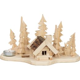 SAICO ORIGINAL R&auml;ucherm&auml;nnchen "Schnitzerei und R&auml;ucherhaus, f&uuml;r 1 Teelicht", H:22cm L:13cm T:10cmnatur, R&auml;ucherdeko, BxHxT: 13x22x10 cm