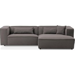 Ecksofa, B:267cm H:66cm T:167cm, grau, LeGer Home by Lena Gercke, 100% Polyester, Wohnzimmer, Sofas, "PIARA mit Kedernaht, Cord, Leinenoptik o.