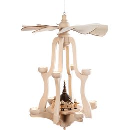 SAICO ORIGINAL Weihnachtspyramide "H&auml;ngepyramide, Seiffener Kirche", 65cmnatur, Weihnachtspyramiden, f&uuml;r 8 Teelichte, Hx&Oslash;: ca. 65x46 cm, Kettenl&auml;nge