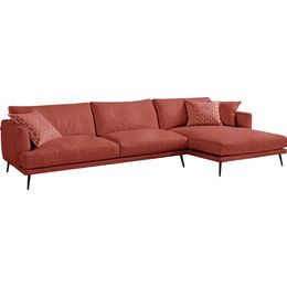 Ecksofa Egoitaliano, B:274cm H:77cm T:154cm, rot, Luxus-Micofaser Lederoptik (100% Polyester) ist ein neues technisches Gewebe mit einem visuellen