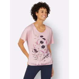 T-Shirt Inspirationen "Shirt", Damen, Gr. 36, rosa (hellros&eacute;), 50% Baumwolle, 50% Modal, bedruckt, gebl&uuml;mt, gemustert, Rundhals, Shirts T-Shirt