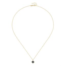 Goldkette LUIGI MERANO "Anhänger-Blüte mit Onyx, Gold 375", schwarz, Halsketten, Damen, 45cm, Gelbgold 375, Goldkette
