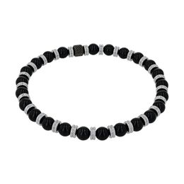 Amor Herren Armband, 21cm, Edelstahledelstahlfarben, schwarz, schwarz, Edelstahl, Armb&auml;nder, mit Achat