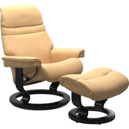 Relaxsessel stressless, B:79cm H:103cm T:73cm, gelb, Wohnzimmer, Sessel, "Sunrise", mit Classic Base, Größe M, Gestell Schwarz