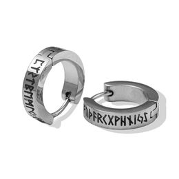 Firetti Kinder Paar Creolen "Schmuck Geschenk Edelstahl Ohrringe "Futhark" Runenreihe der Wikinger", 12mm, Edelstahlsilberfarben, Edelstahl, Ohrringe