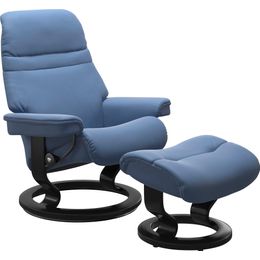 Relaxsessel stressless, B:79cm H:103cm T:73cm, blau, Wohnzimmer, Sessel, "Sunrise", mit Classic Base, Größe M, Gestell Schwarz
