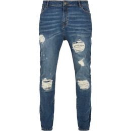 Urban Classics Herren Bequeme Jeans "Urban Classics Herren Heavy Destroyed Slim Fit Jeans"blau, heavy, destroyed, washed, Gr. 29, unifarben, 98%