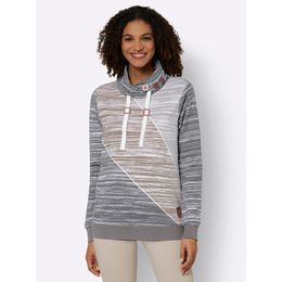 Sweatshirt Casual Looks, Damen, Gr. 36, grau (grau, ecru, bedruckt), 100% Baumwolle, gemustert, mehrfarbig, meliert, Sweatshirts