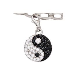Charm-Einh&auml;nger Jobo "Charm Ying Yang", silber 925, Charms, Damen, Silber 925 (Sterlingsilber), 925 Silber mit 46 Zirkonia schwarz wei&szlig;