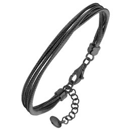 Armband Jobo "Layering", schwarz, Armb&auml;nder, Damen, 20cm, Silber 925 (Sterlingsilber), Armband, 925 Silber matt 20 cm
