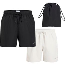 Herren Badeshorts, schwarz, Gr. XL, Calvin Klein Swimwear, unifarben, Polyester, Badehosen, mit Logo