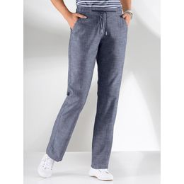 Bootcuthose Casual Looks, Damen, Gr. 22, Kurzgr&ouml;&szlig;en, blau (jeansblau), 100% Baumwolle, unifarben, lang, Hosen