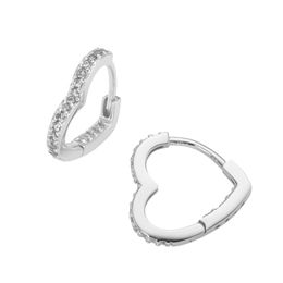 Firetti Kinder Paar Creolen "Schmuck Geschenk Silber 925 Ohrschmuck Ohrringe Herzförmig", Silber 925 (Sterlingsilber)silberfarben, kristallweiß,