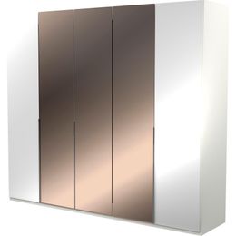 Drehtürenschrank Musterring "San Diego, Kleiderschrank, Schrank, Garderobe, mit Spiegel", weiß, B:250cm H:216cm T:58cm, Glas, Holzwerkstoff, Schränke