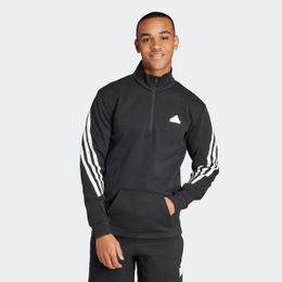 Herren Rollkragenpullover "M FI 3S HALFZIP", schwarz, Gr. S, adidas Sportswear, gestreift, Obermaterial: 64% Baumwolle, 36% Polyester, Pullover