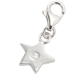 Charm-Einh&auml;nger Jobo "Charm Stern", silber 925, Charms, Damen, Silber 925 (Sterlingsilber), 925 Silber rhodiniert mit Zirkonia