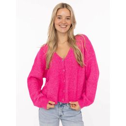 Zwillingsherz Damen Strickjacke ""Kn&ouml;pfe""fuchsia, Gr. L, Strick, Obermaterial: 67% Polyester, 26% Polyacryl, 7% Wolle, Strickjacken, kuschelig, mit