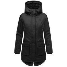 Parka Navahoo "Brinjaa", Damen, Gr. L (40), schwarz, Obermaterial: 65% Polyester, 35% Baumwolle; Futter: 100% Polyester; Wattierung: 100% Polyester; &Auml;rmelfutter: 100% Polyester, Basic, tailliert Po-bedeckend, hoch geschlossener Ausschnitt, &Auml;rmel ohne &Auml;rmelschlitz Rippstrickb&uuml;ndchen kontrastfarben, Jacken Parka, Modischer Winter Kurzmantel mit zahlreichen Taschen